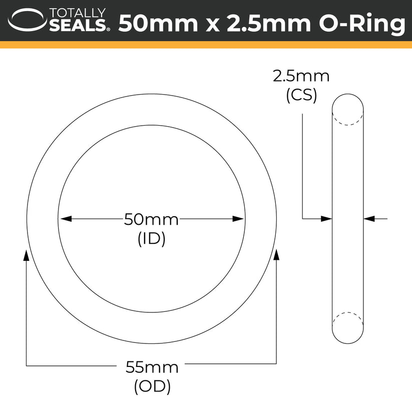 50mm x 2.5mm (55mm OD) Nitrile O-Rings – Totally Seals
