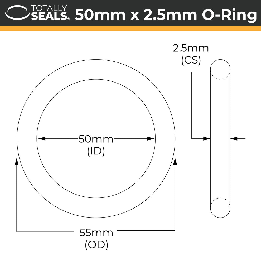 50mm x 2.5mm (55mm OD) Nitrile O-Rings – Totally Seals
